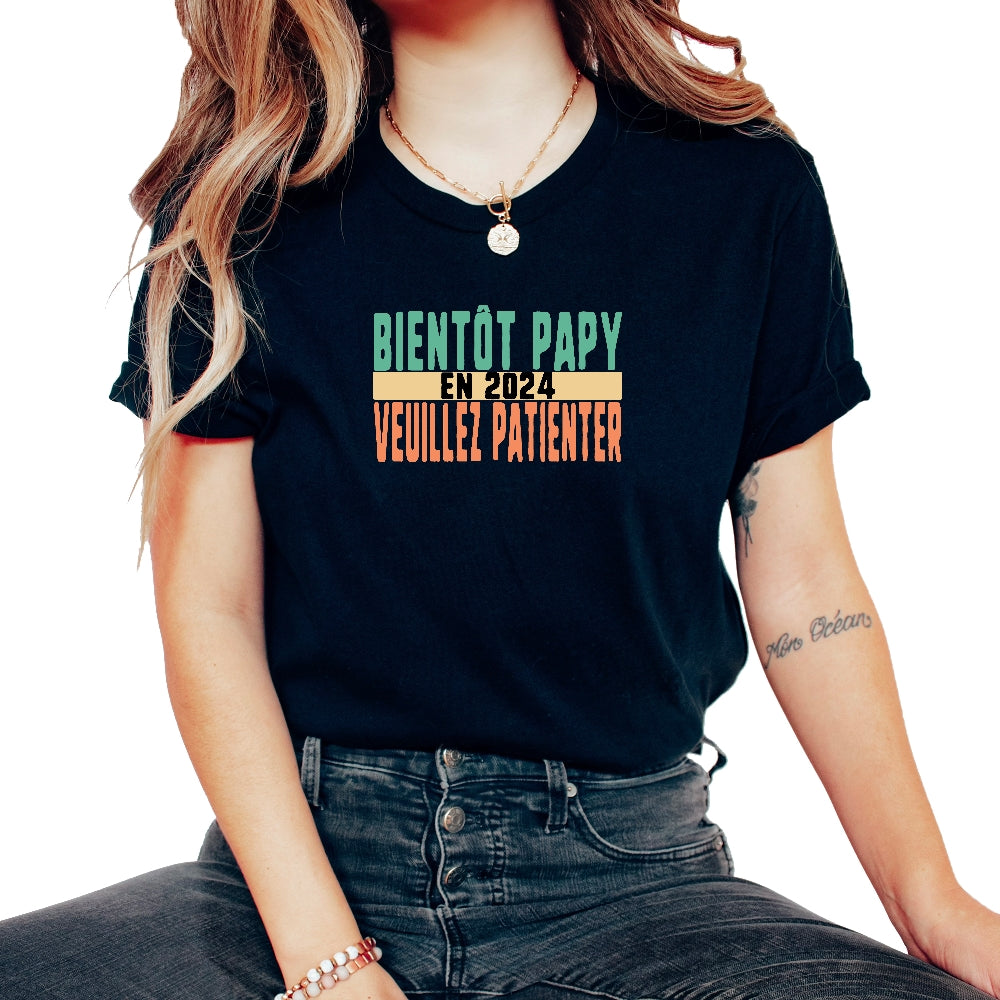 Bientôt Papy En 2024 Veuillez Patienter Humour T Shirt – VOYYV